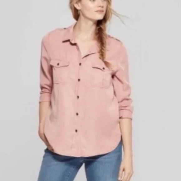 Universal Thread | Tops | Universal Thread Blush Pink Button Down Utility Shirt | Poshmark